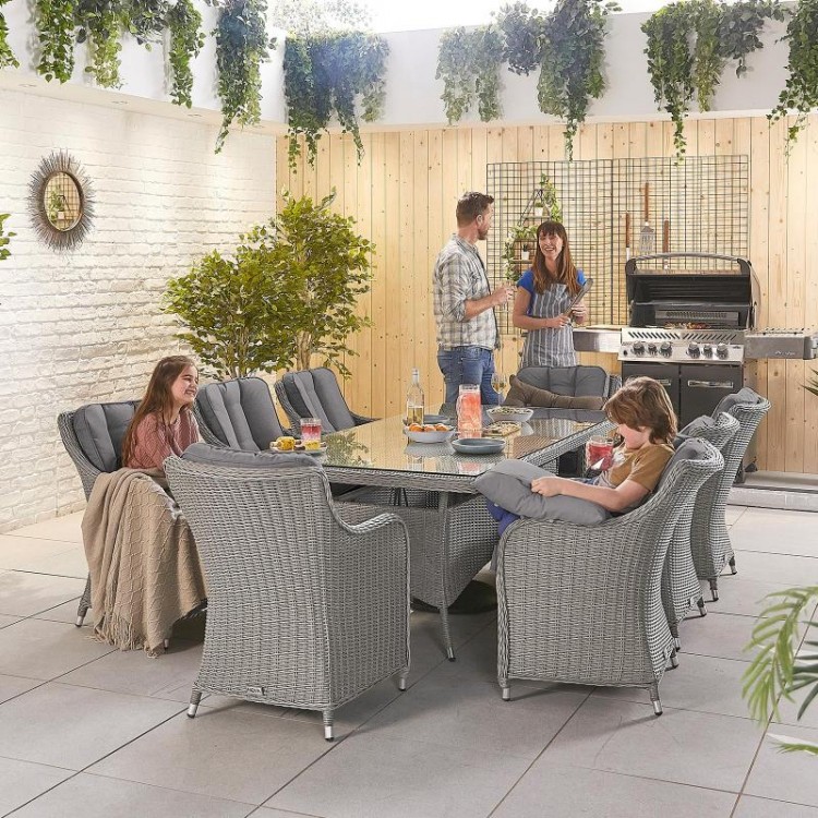 Nova Garden Furniture Camilla White Wash Rattan 8 Seat Rectangular Dining Set Oak House Furniture